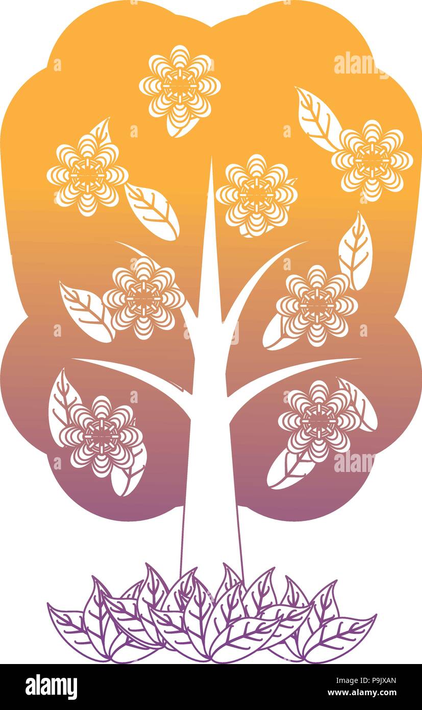 floral tree icon over white background, vector illustration Stock ...