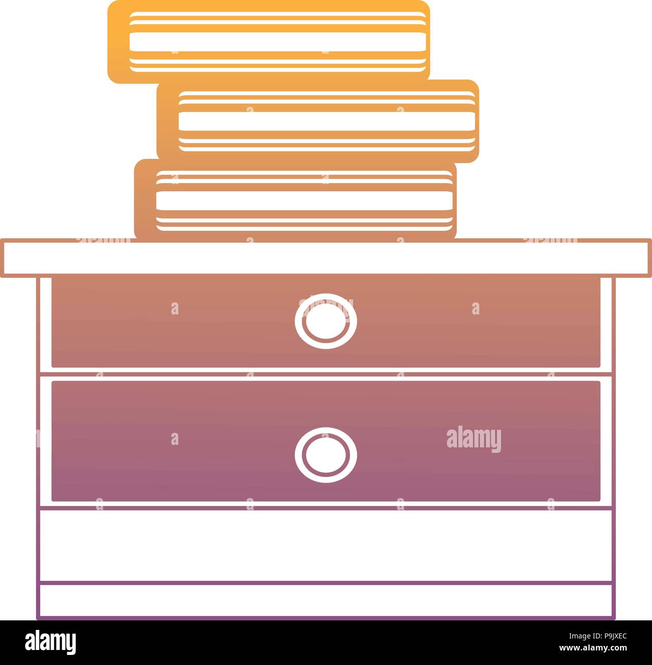 drawer with books over white background, vector illustration Stock ...