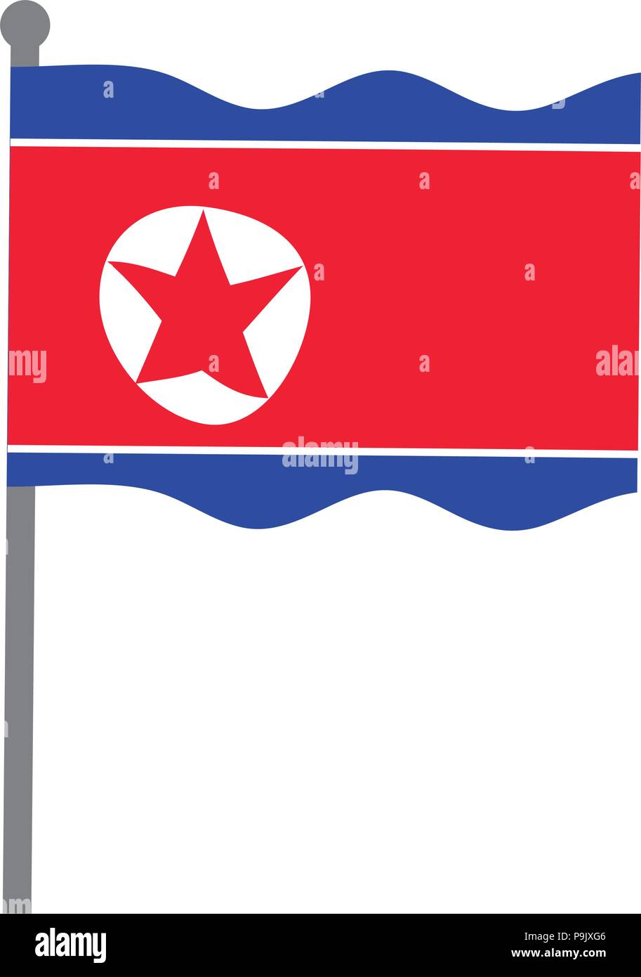 waving north korea flag icon over white background, vector illustration ...
