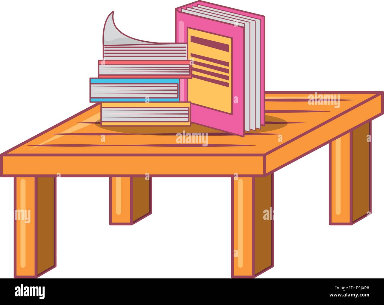 table with books over white background, vector illustration Stock ...