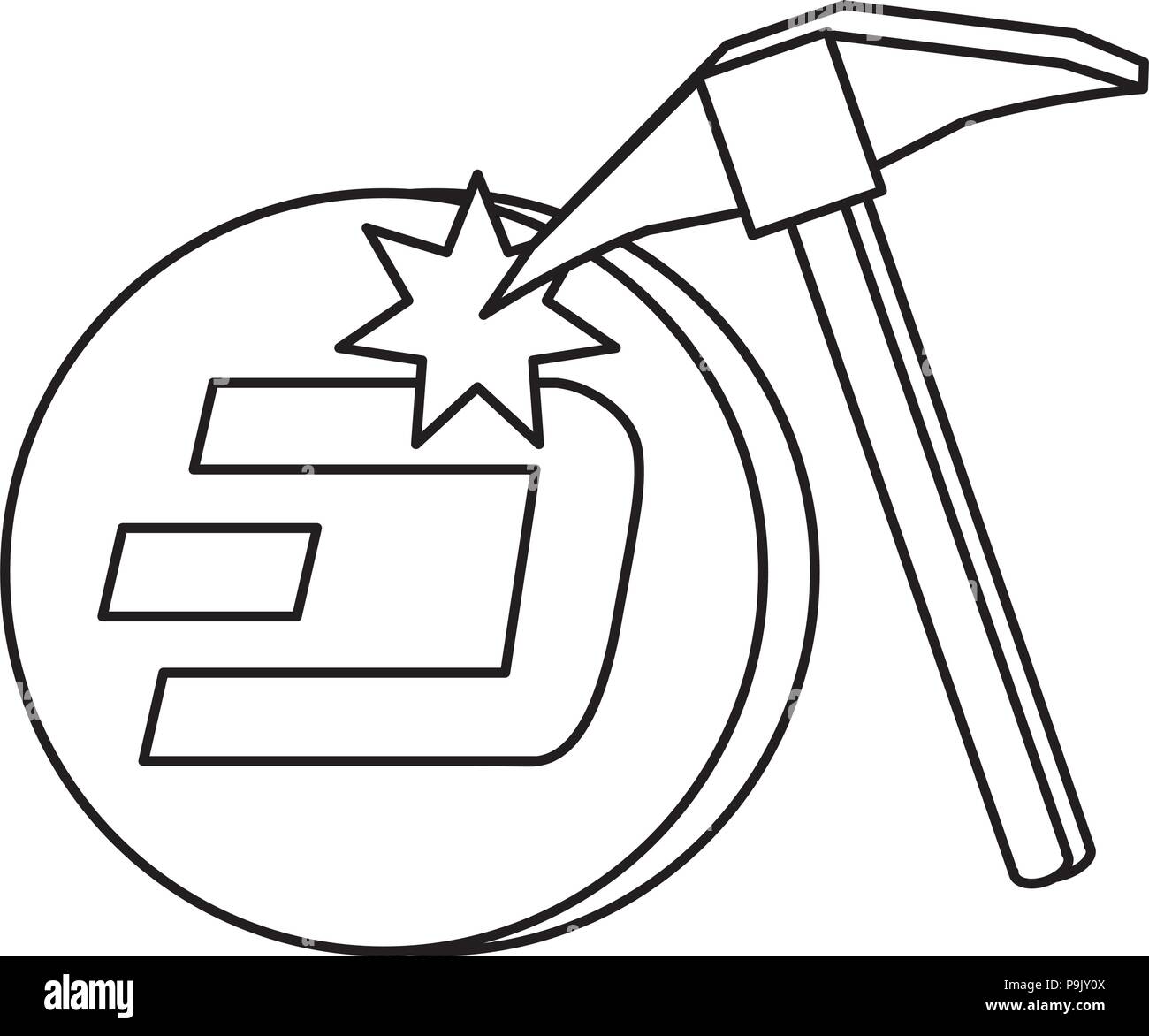 dashcoin coin icon over white background, vector illustration Stock ...