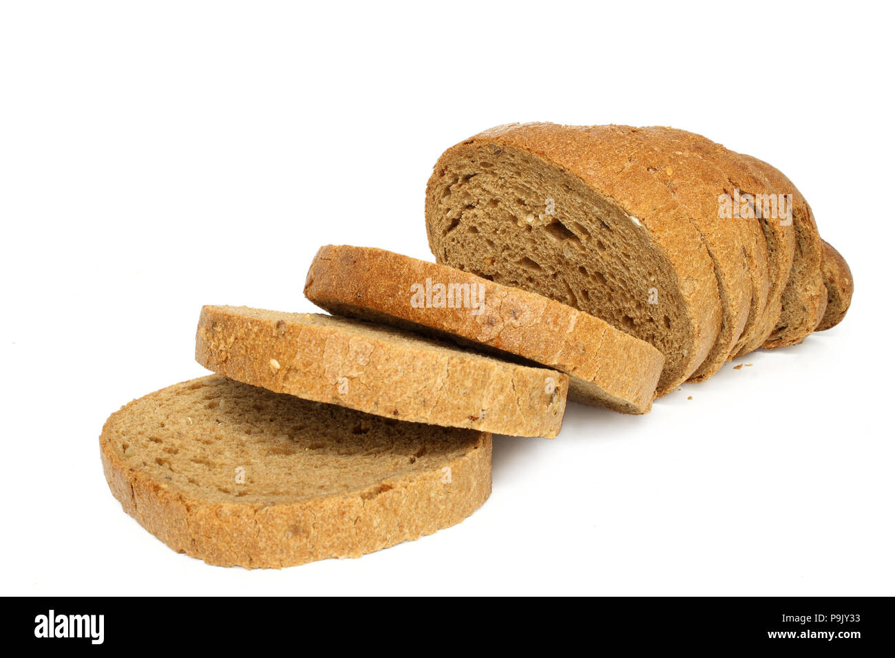 Sliced brown bread isolated on white background Stock Photo - Alamy
