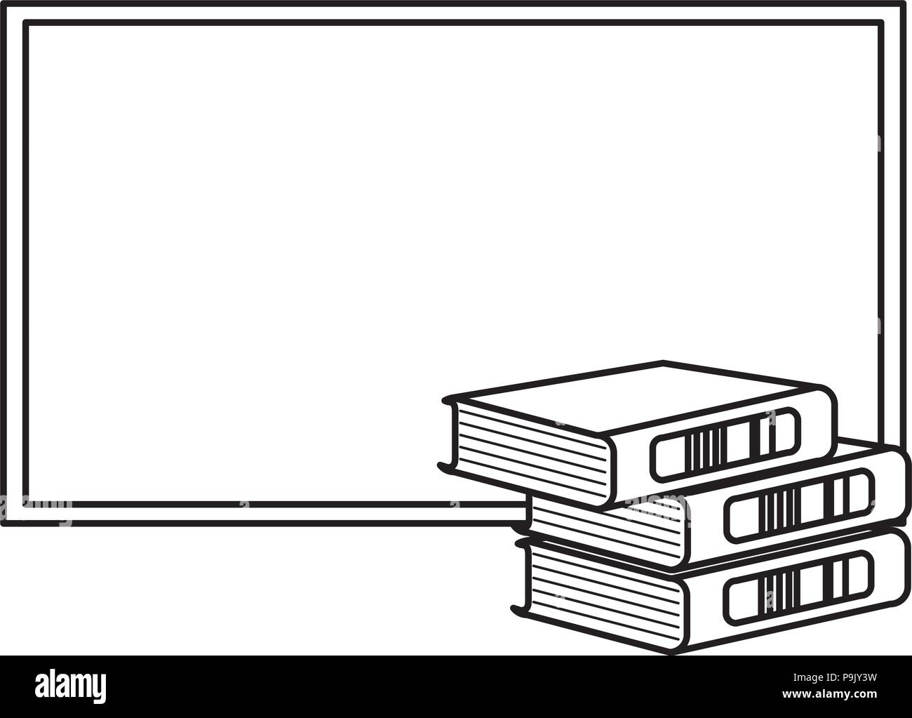 school chalkboard with stack of books over white background, vector ...