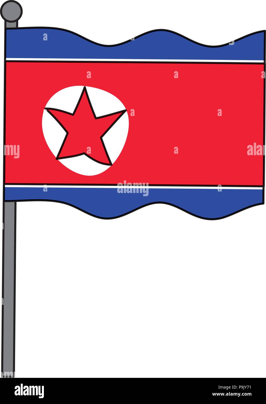waving north korea flag icon over white background, vector illustration ...