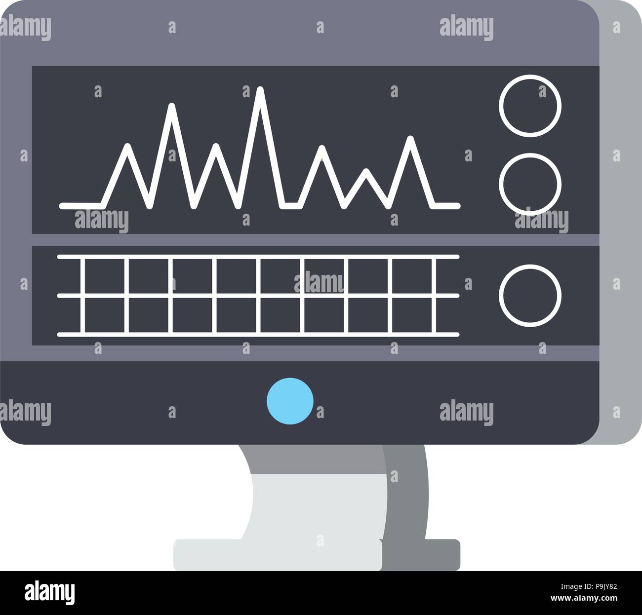computer with stock market over white background, vector illustration ...