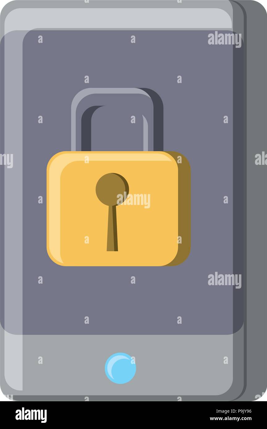 cellphone with padlock icon over white background, vector illustration ...