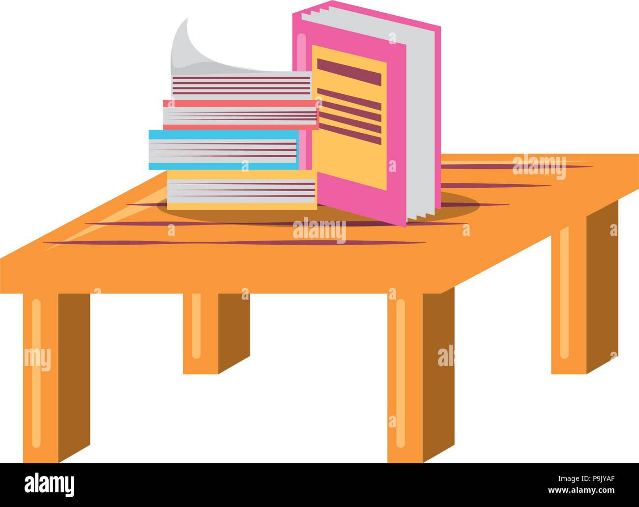 table with books over white background, vector illustration Stock ...