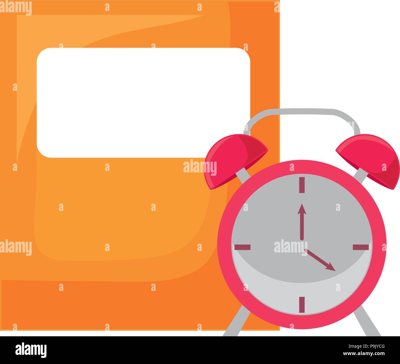 notebook and clock over white background, vector illustration Stock ...