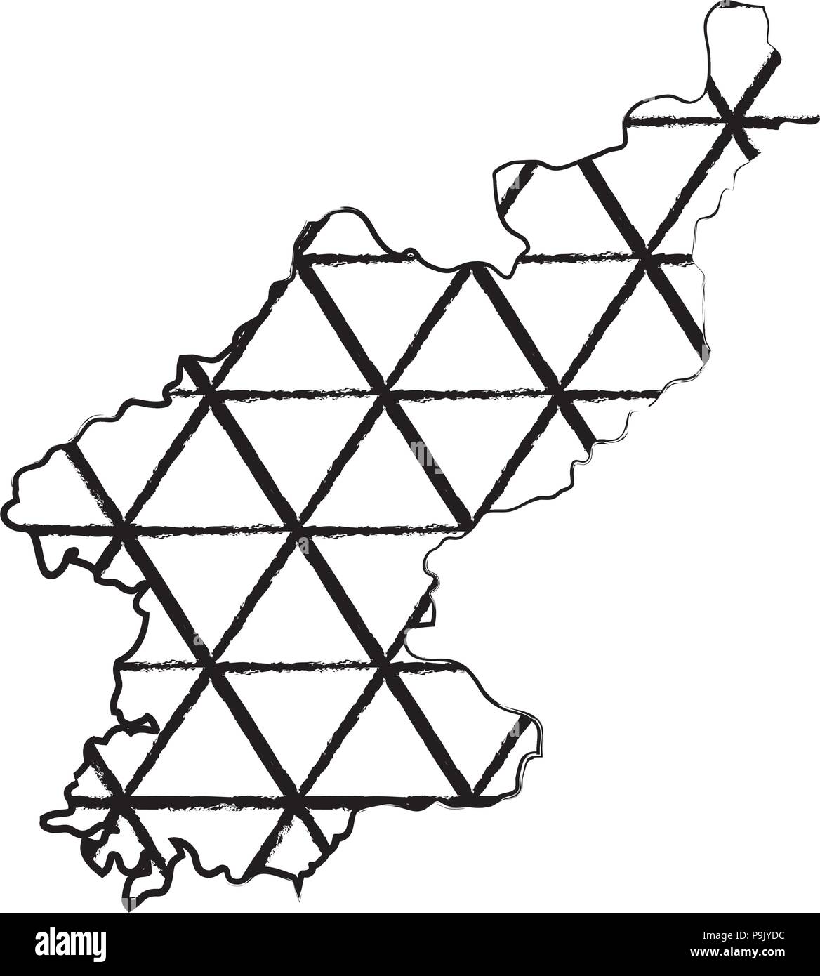 North and South Korea Simple Map over white background, vector ...