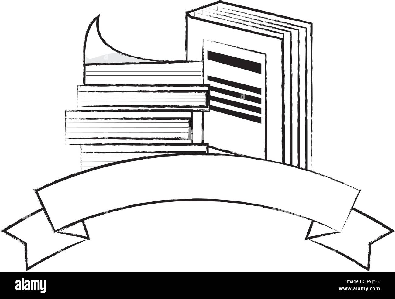 school emblem with books icon over white background, vector ...