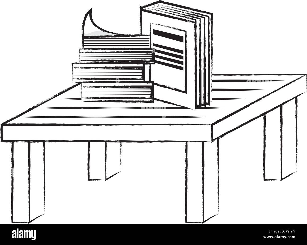 table with books over white background, vector illustration Stock ...