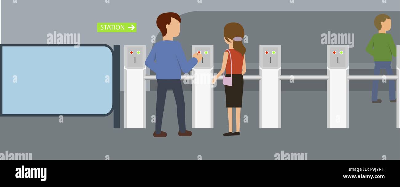 Enter metro ticket banner horizontal, flat style Stock Vector Image ...