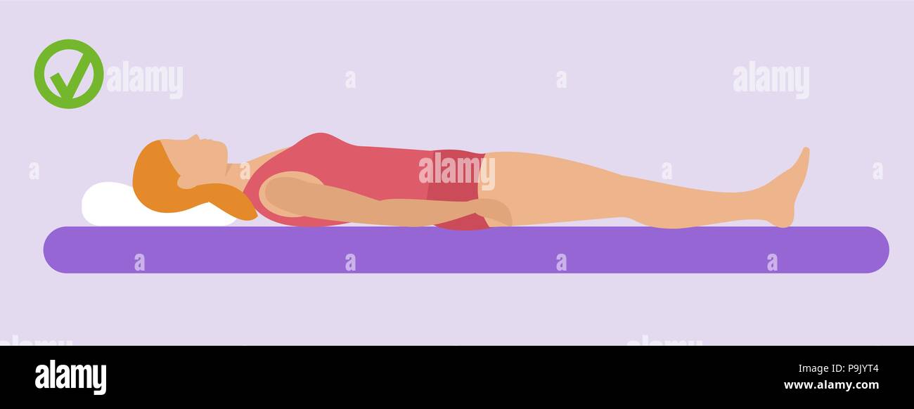 Woman correct sleep position banner horizontal, flat style Stock Vector ...