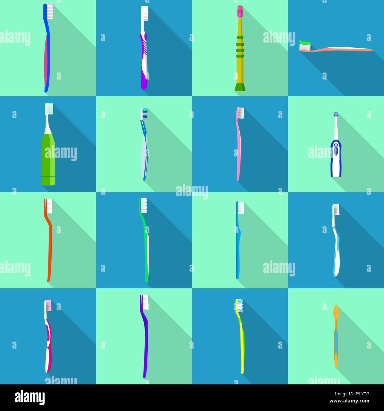 Toothbrush dental icons set, flat style Stock Vector Image & Art - Alamy