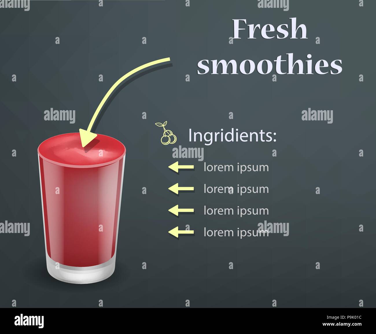 Fresh red smoothie concept background, realistic style Stock Vector ...