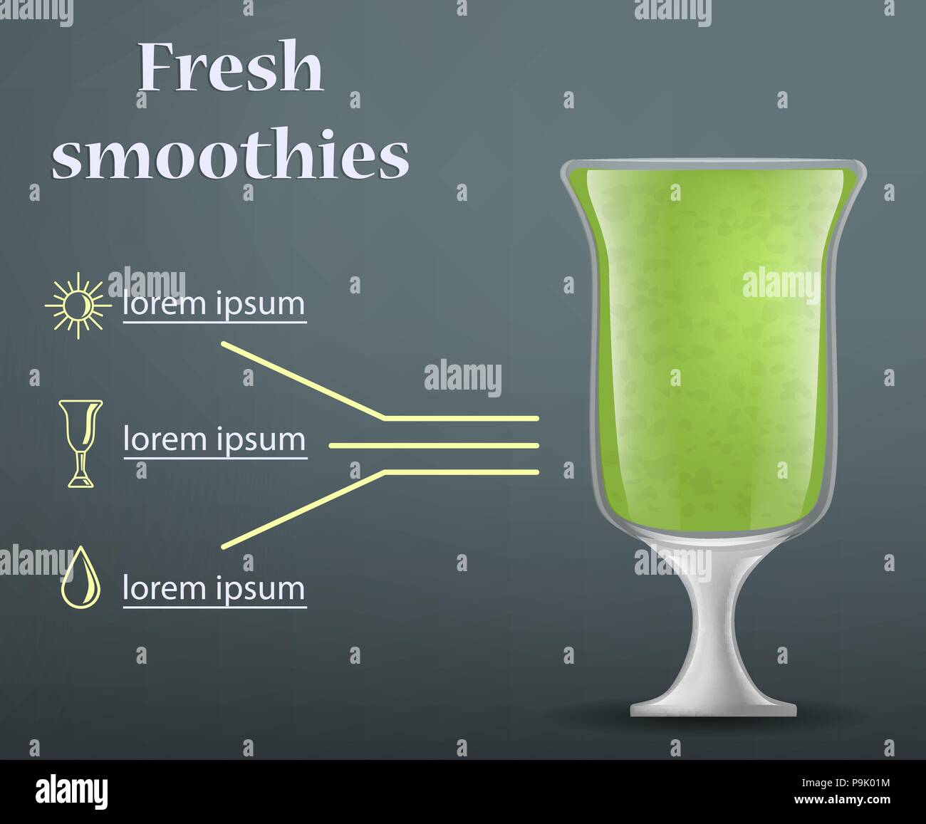 Fresh green smoothie concept background, realistic style Stock Vector ...