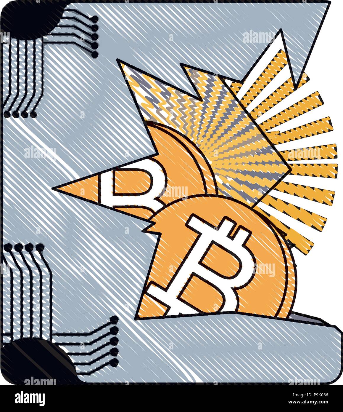 Cryptocurrency mining design with bitcoin symbols icon over white ...