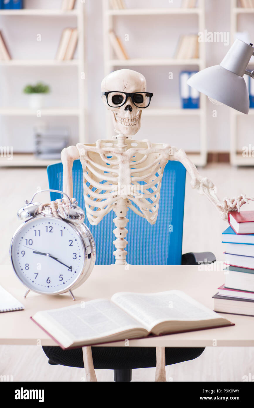 Student skeleton preparing for exams Stock Photo - Alamy
