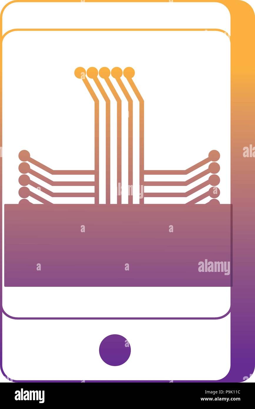 cellphone with circuit boars icon over white background, vector ...