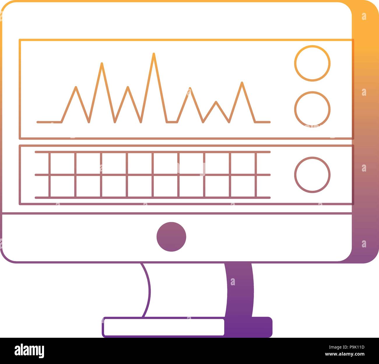 computer with stock market over white background, vector illustration ...