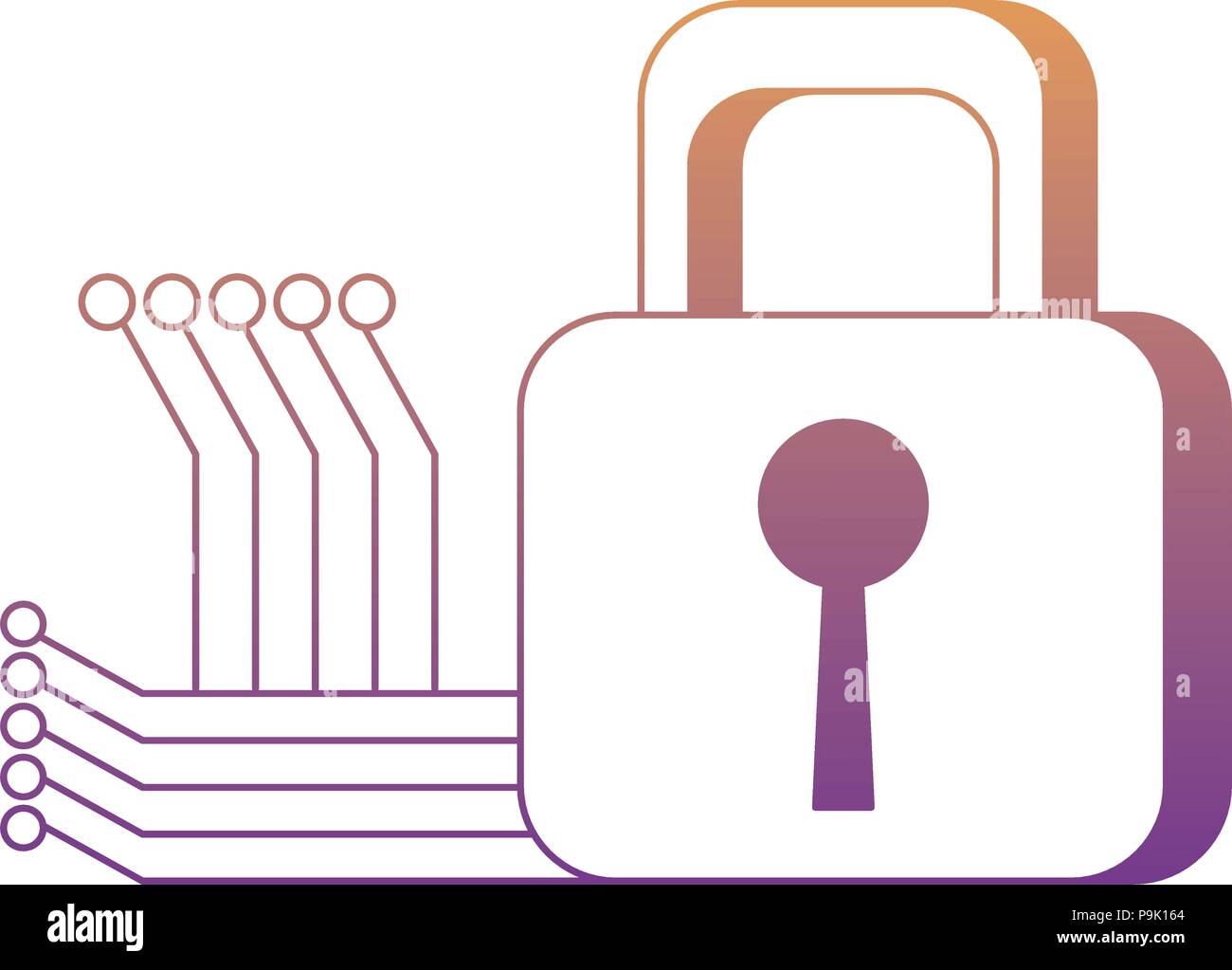 padlock with circuit board over white background, vector illustration ...