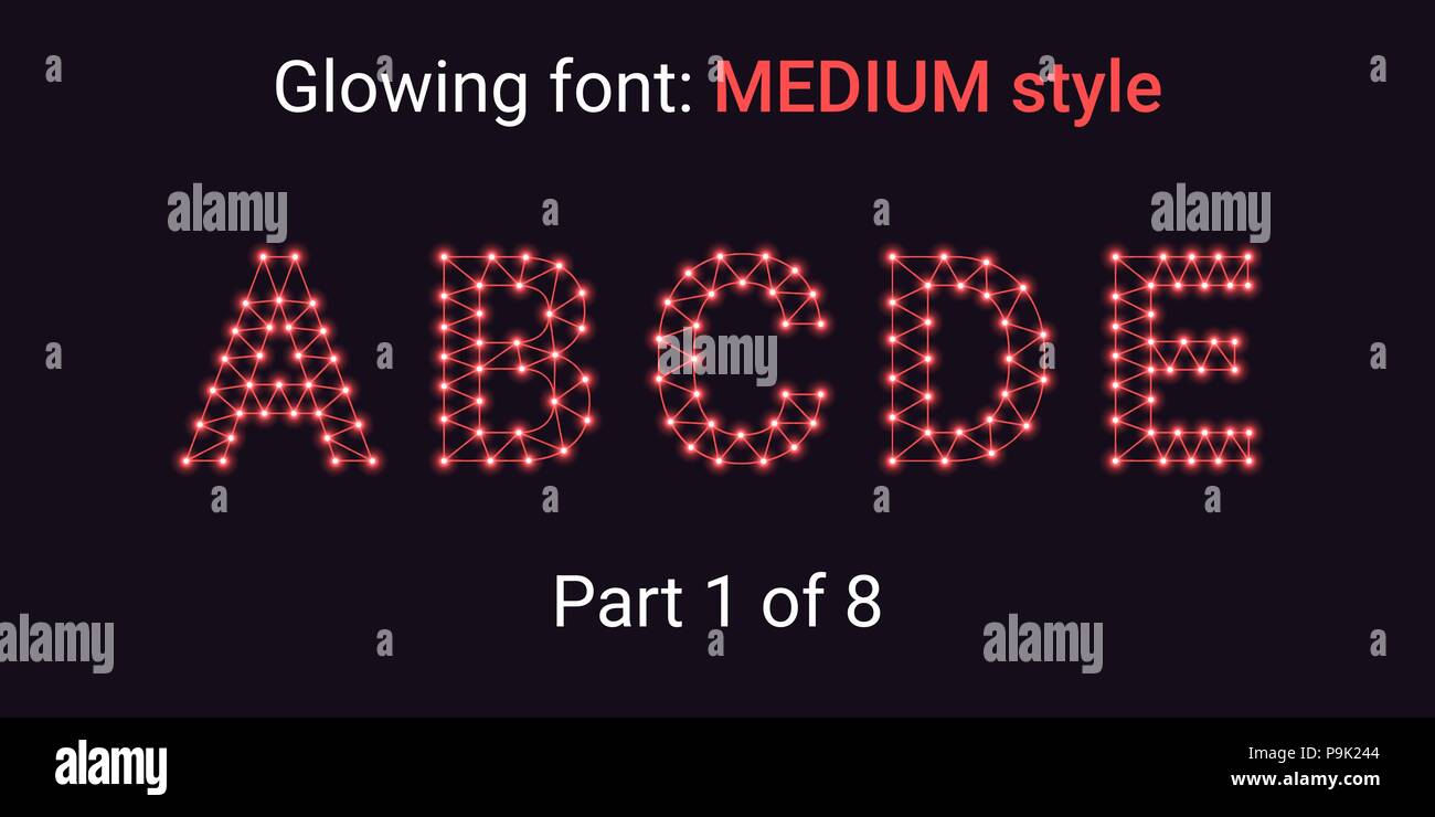 Red Glowing font in the Outline style. Vector Alphabet with Connections ...