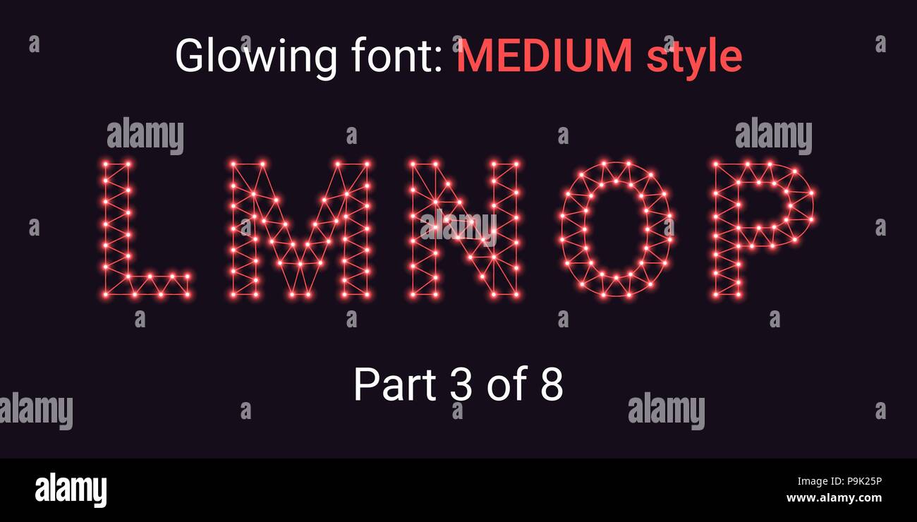 Red Glowing font in the Outline style. Vector Alphabet with Connections ...
