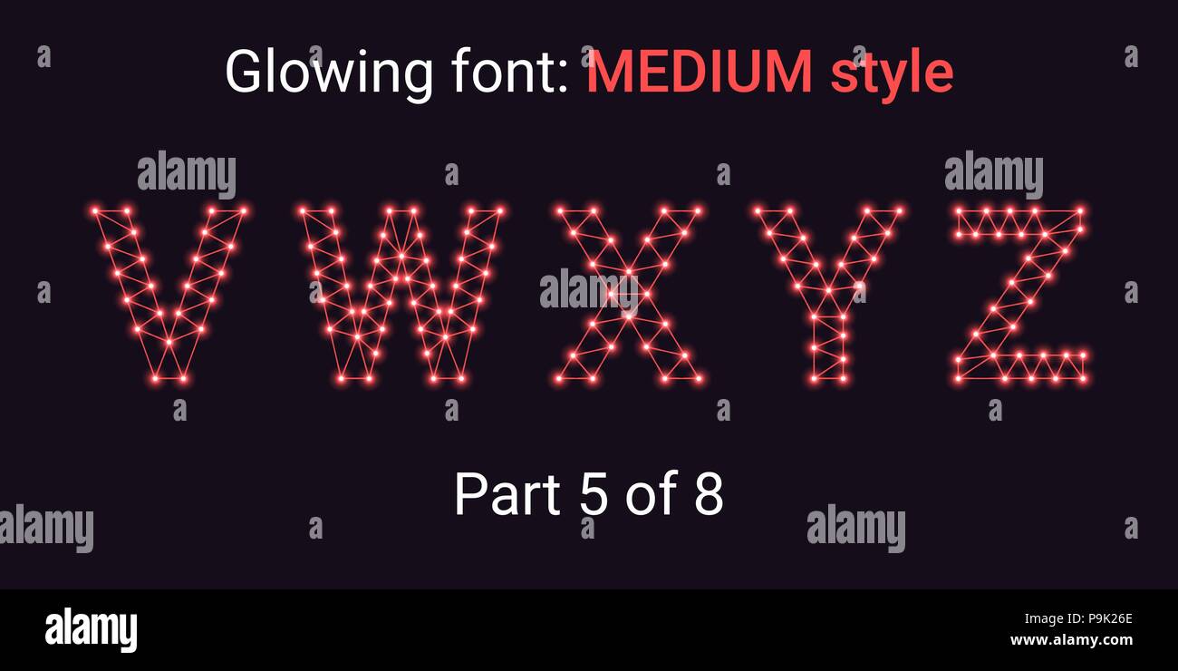 Red Glowing font in the Outline style. Vector Alphabet with Connections ...
