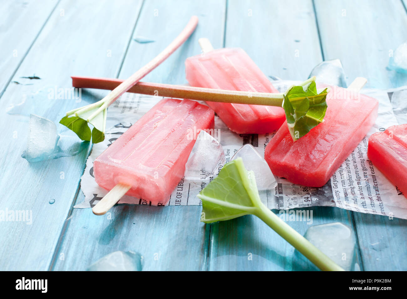 Refreshing popsicles made from homemade rhubarb juice Stock Photo - Alamy