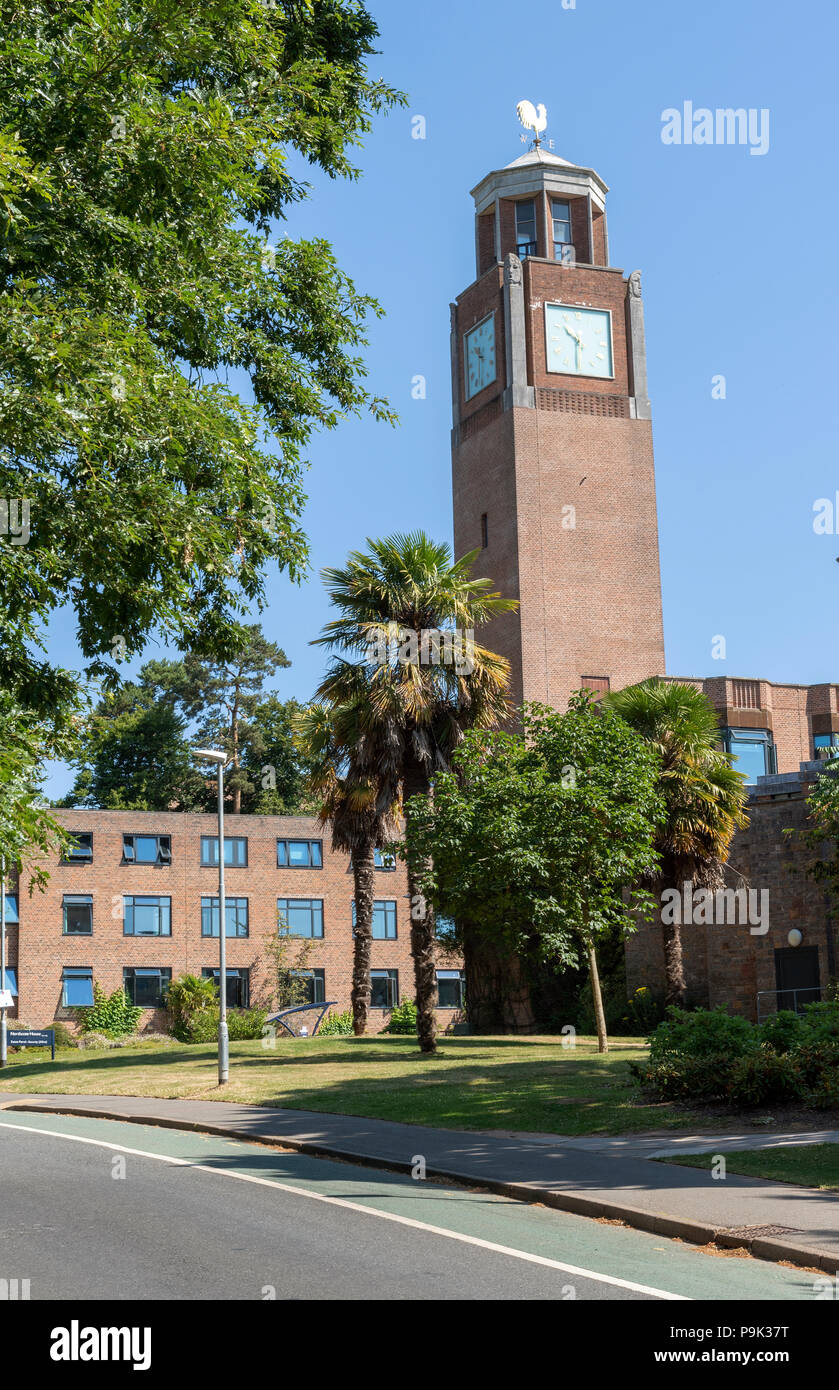 Northcote House and the Campus clocktower of Exeter University ...