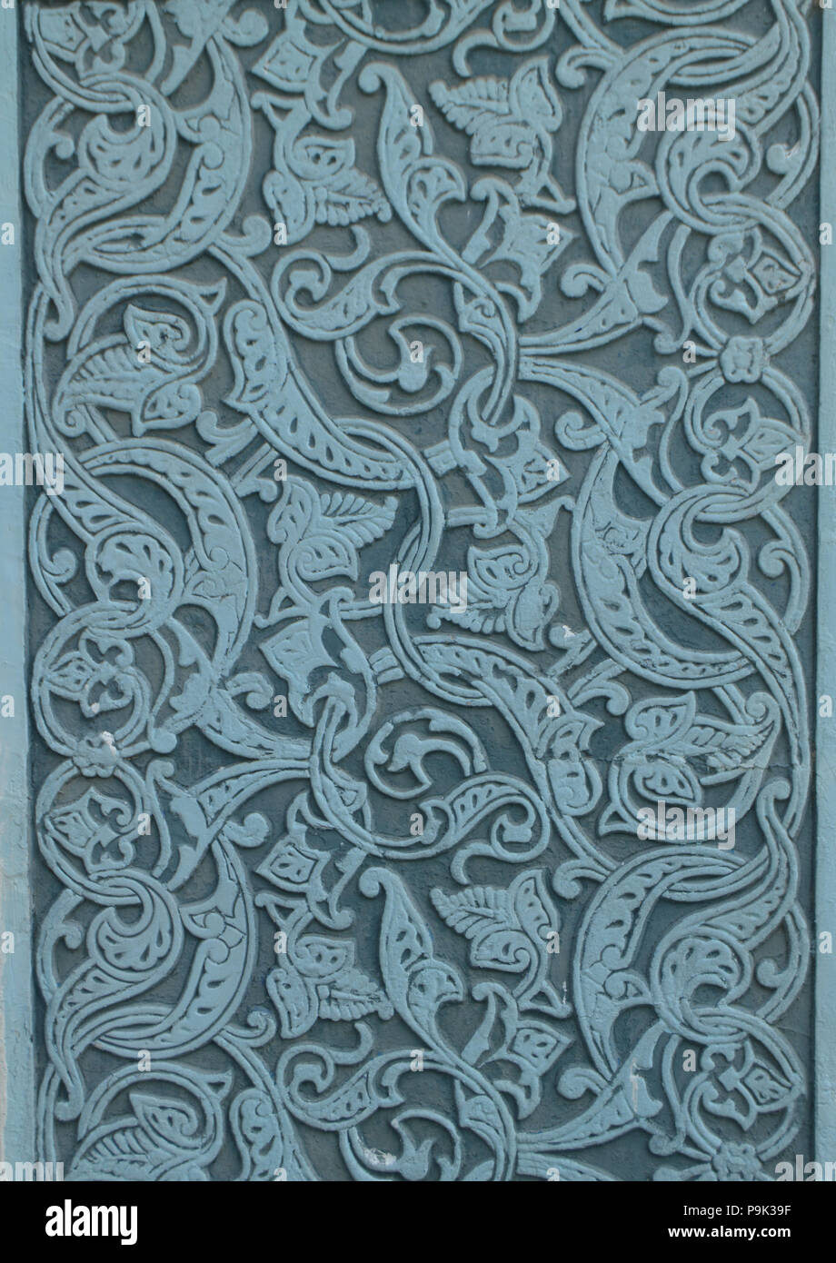 authentic decorative marble ornament-blue pattern on stone, Arabic ...