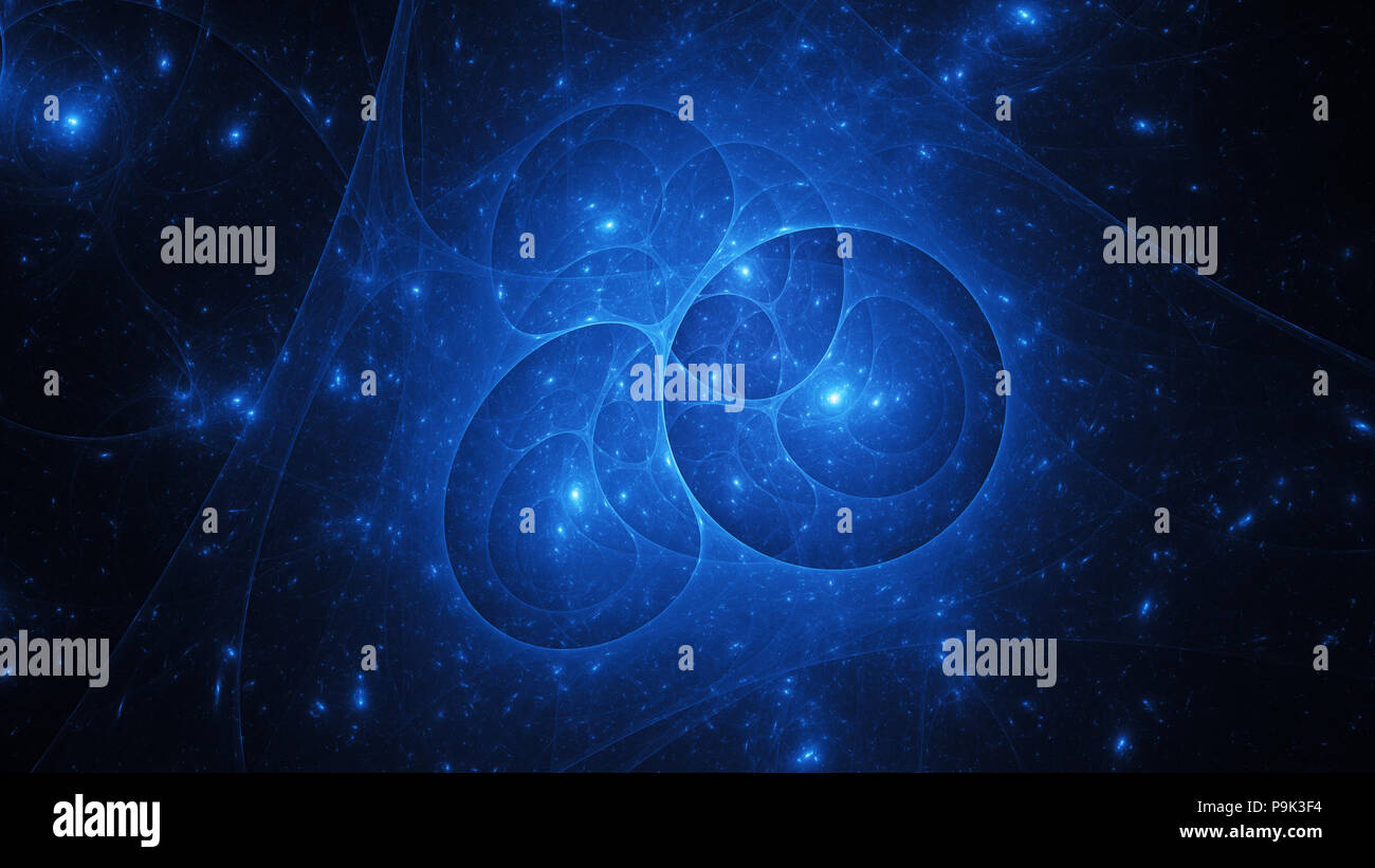 Blue glowing multidimensional bubbles in space, interstellar travel ...