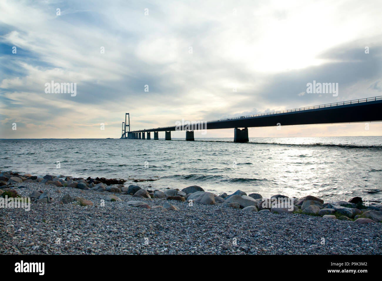 The great belt bridge, Storebelt in Denmark, connecting Zealand with ...