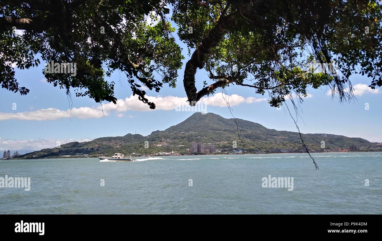 The Beautiful view of Tamsui River Estuary Freshwater District, Taiwan ...