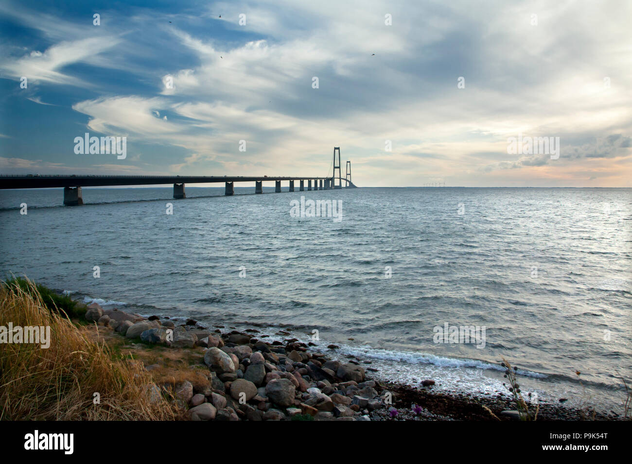 The great belt bridge, Storebelt in Denmark, connecting Zealand with ...
