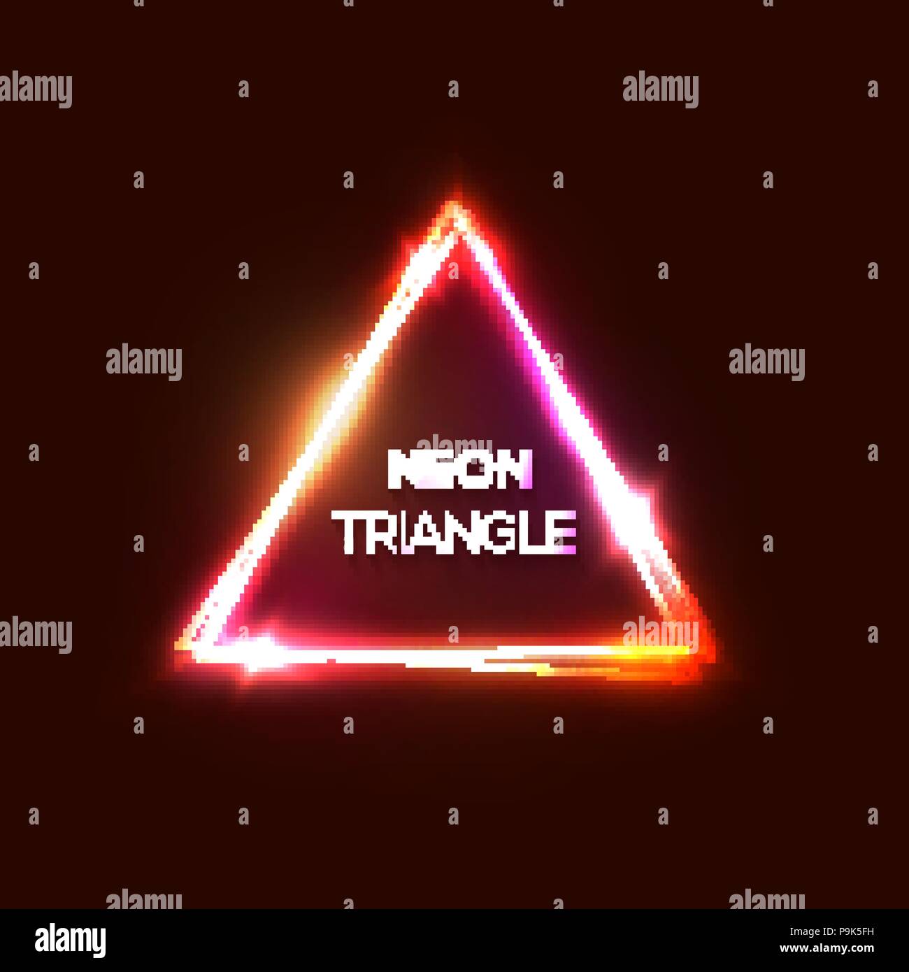 Neon sign. Red pink abstract triangle background. Electric power ...