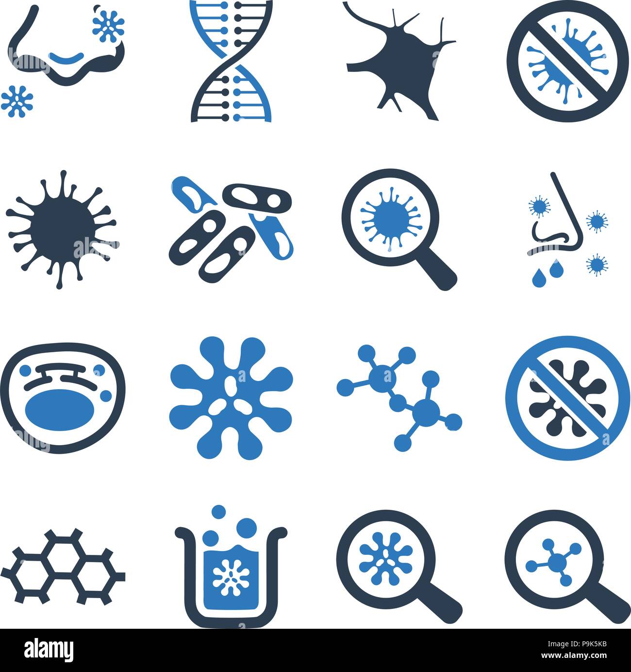 Beautiful, Meticulously Designed Biology Icons - Blue Version Stock ...