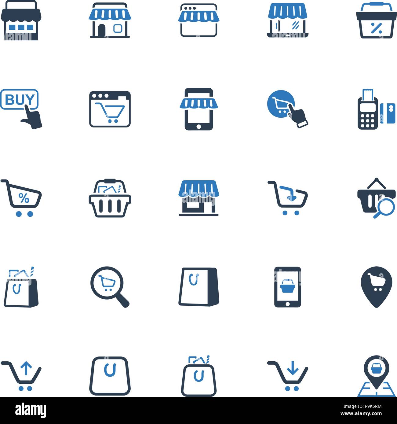 Beautiful, Meticulously Designed Shopping Icons - Blue Version Stock ...