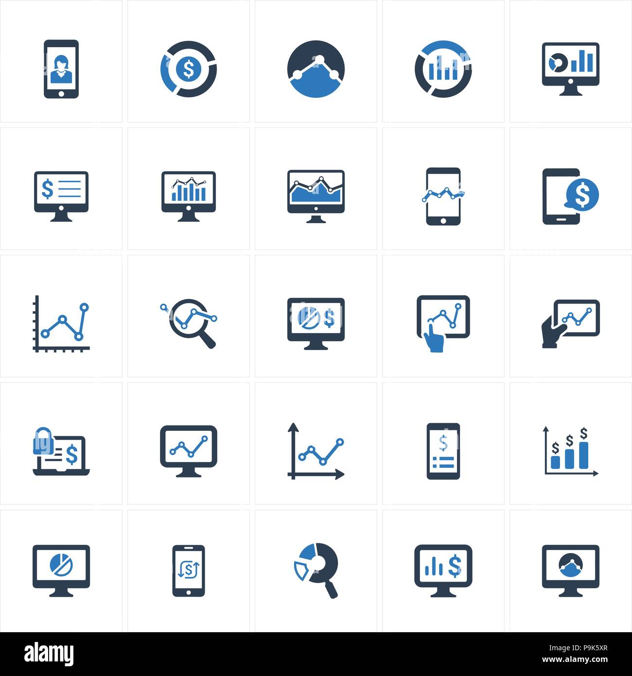 Beautiful, Meticulously Designed Online Business Report Icons - Blue ...