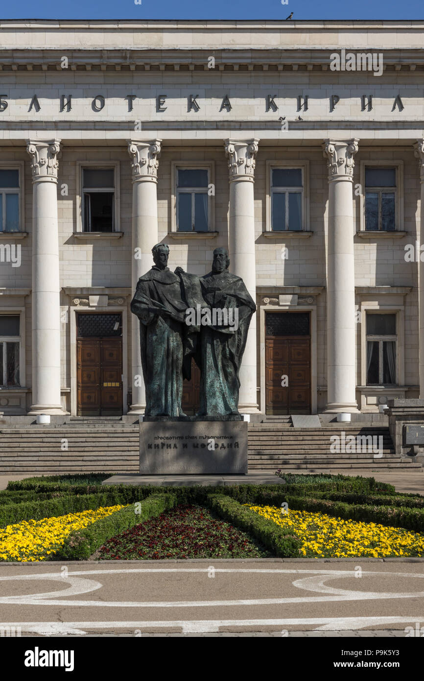 SOFIA, BULGARIA - APRIL 1, 2017: Spring view of National Library St ...