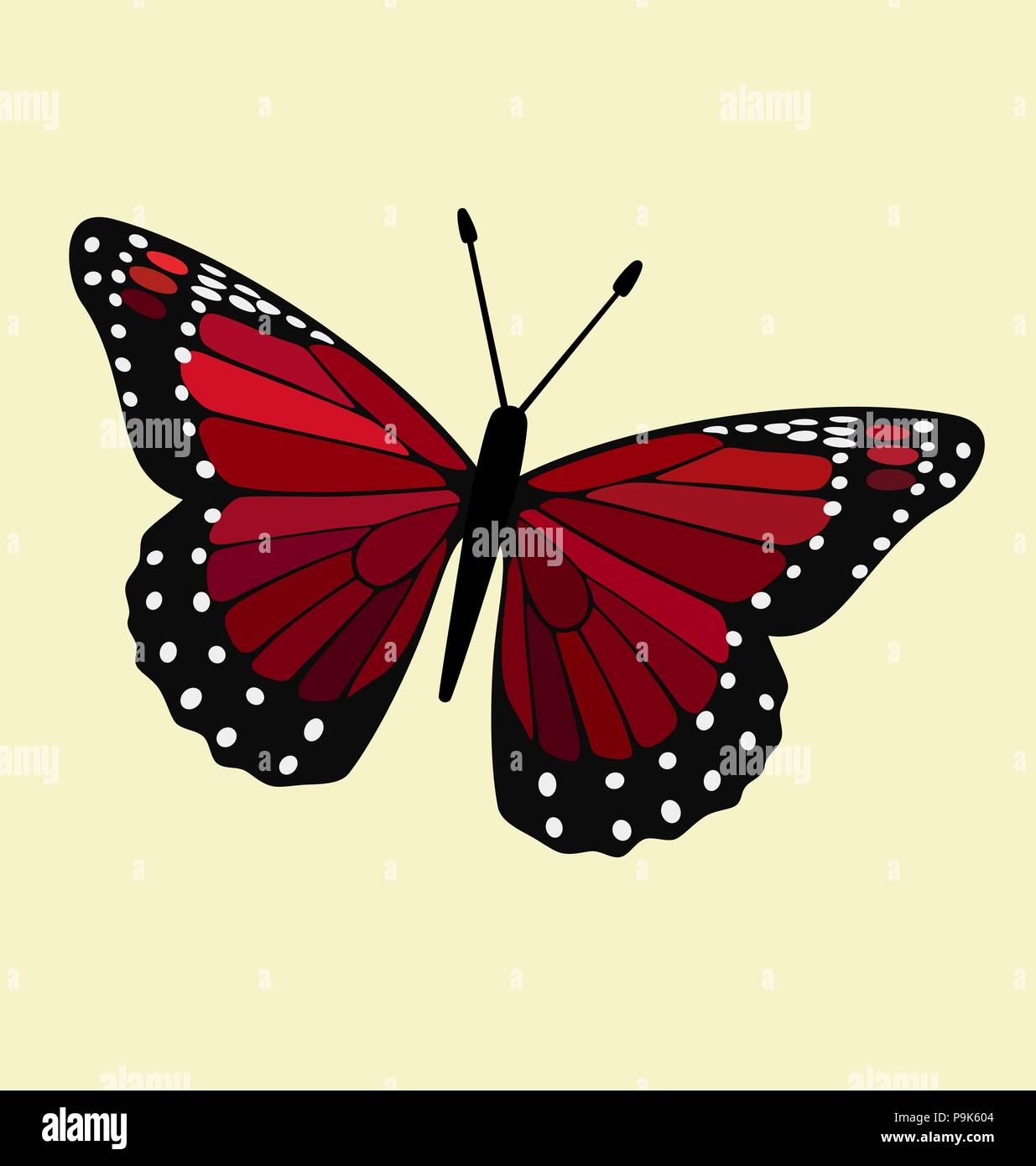 Red Winged Butterfly Vector - Monarch Digital Design Stock Vector Image ...