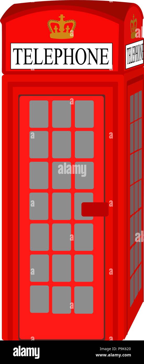 Traditional London Red Telephone Booth - Detailed Vector Graphic Stock ...