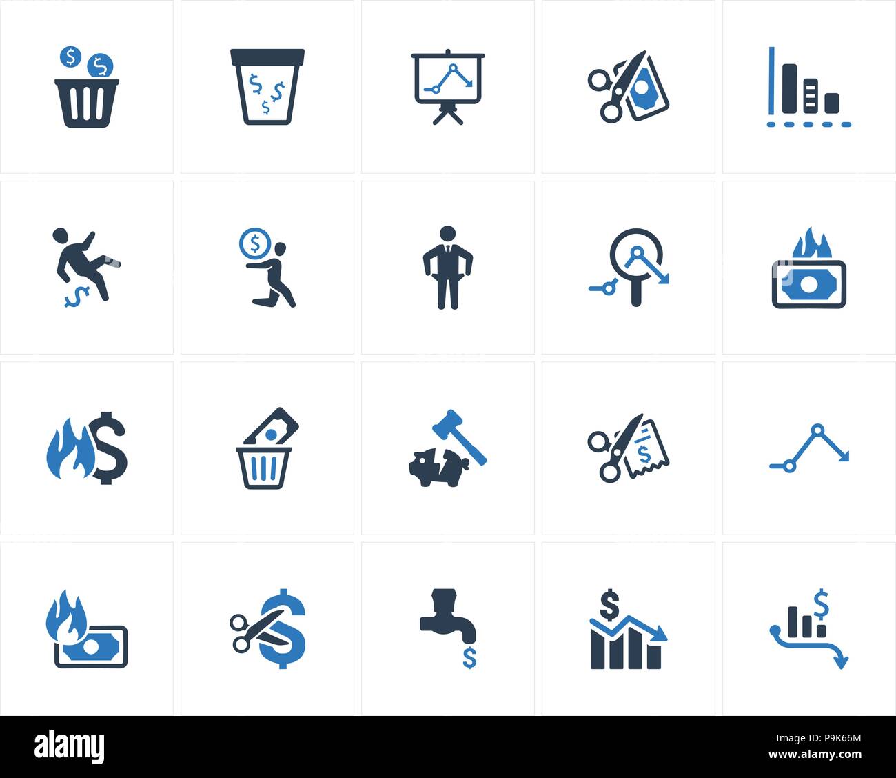 Beautiful, Meticulously Designed Financial Loss Icons - Blue Version ...
