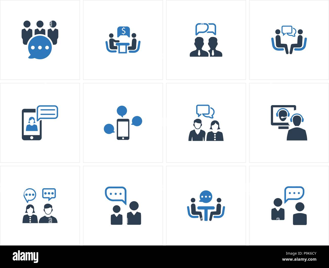 Beautiful, Meticulously Designed Discussion Icons - Blue Version Stock ...