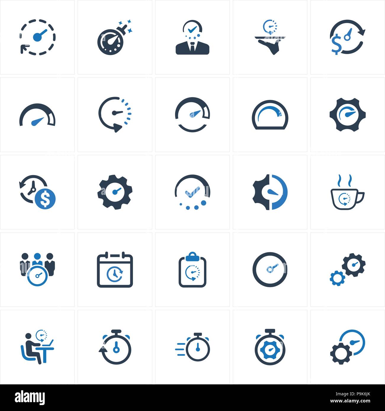 Beautiful, Meticulously Designed Business Time Management Icons - Blue ...