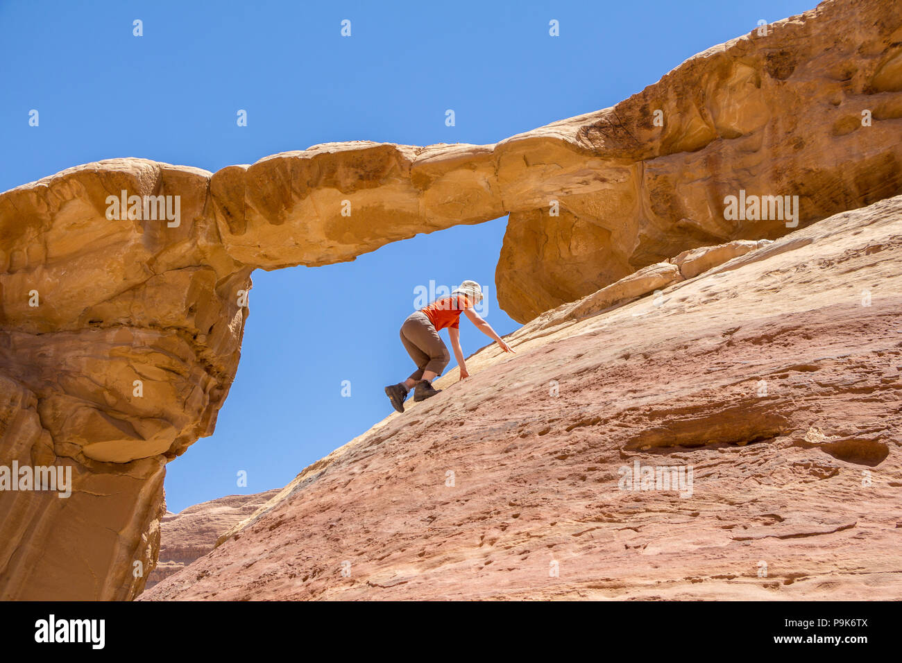 Climbing wadi rum hi-res stock photography and images - Alamy