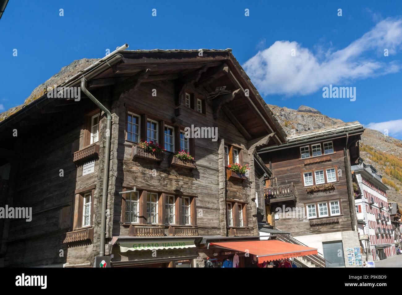 ZERMATT, SWITZERLAND - OCTOBER 27, 2015: Amazing view of Zermatt Resort ...