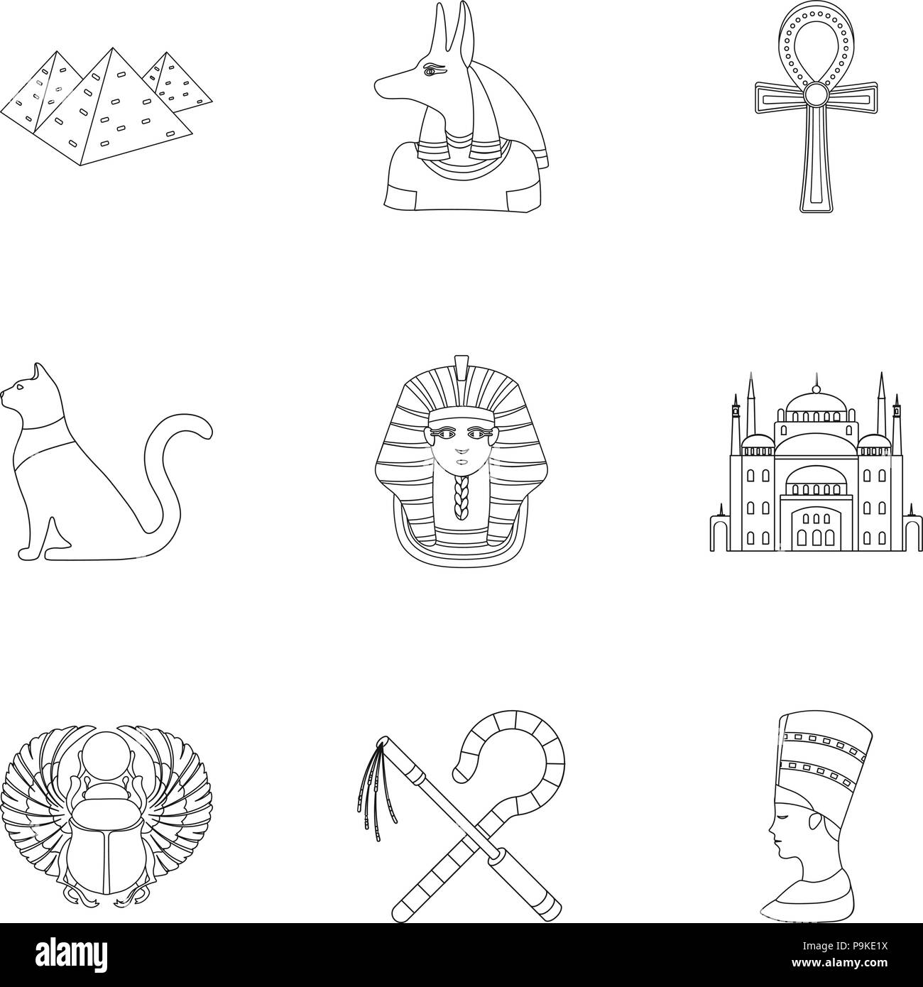 Ancient Egypt set icons in outline style. Big collection of ancient ...