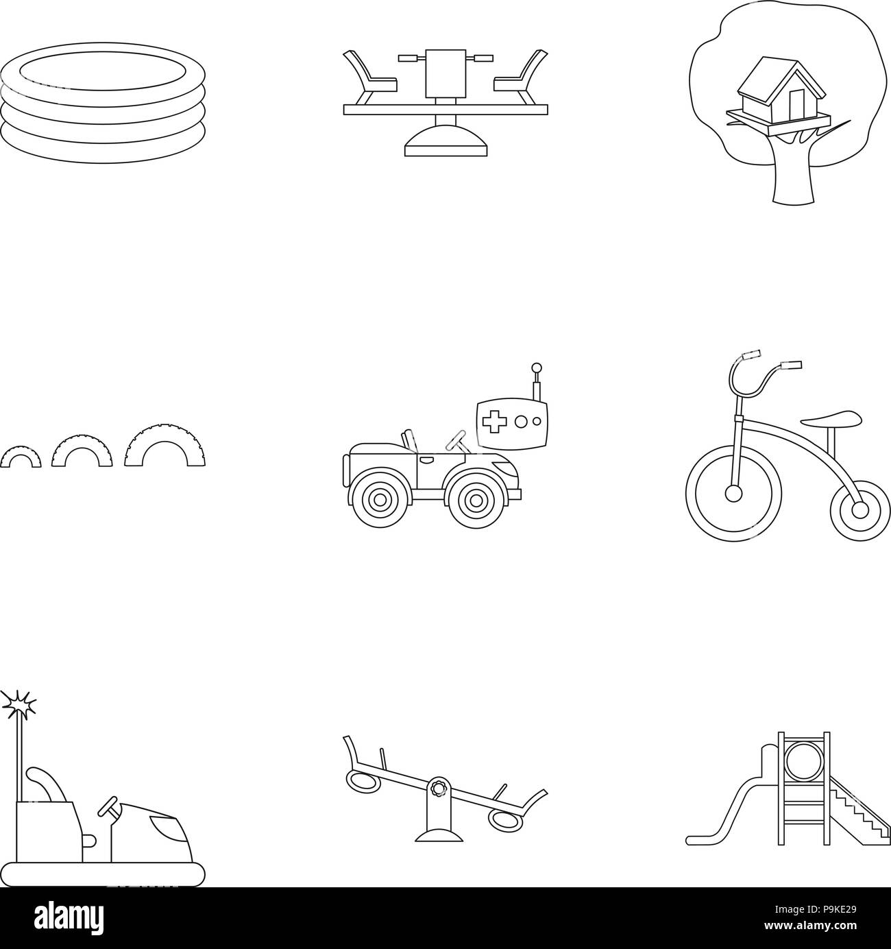 Play garden set icons in outline style. Big collection of play garden ...