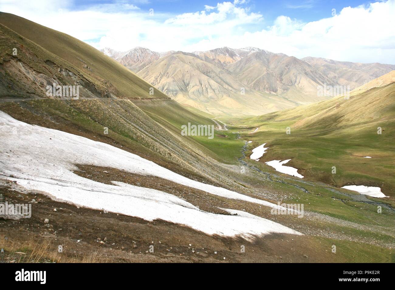 beautiful scenic from Bishkek to Naryn with the Tian Shan mountains of ...